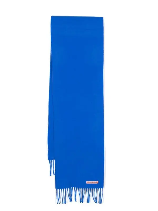 Acne Studios Logo-patch Wool Scarf - Blue
