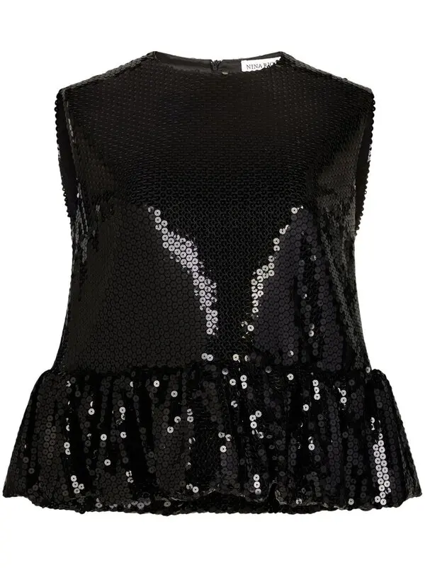 Nina Ricci Sequin-embellished Peplum Top