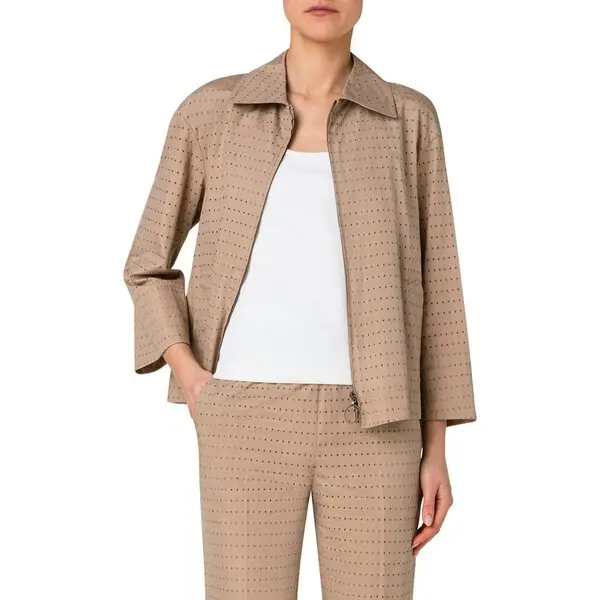 Akris Pin Pot Perforated Cotton Poplin Jacket