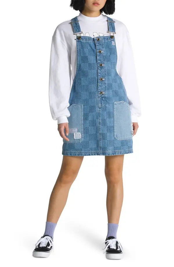 blue check pinafore dress Pinafore Wrinkles Sienna