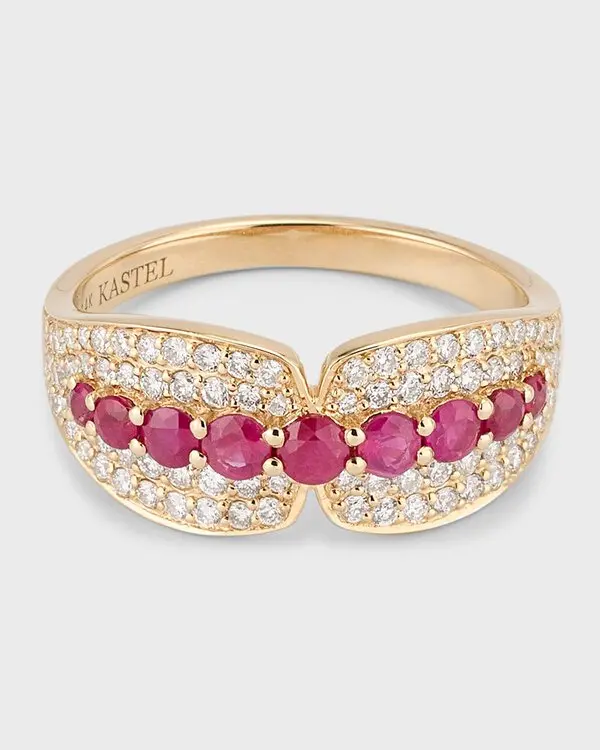 KASTEL JEWELRY 14k Albi Ruby And Diamond Band Ring