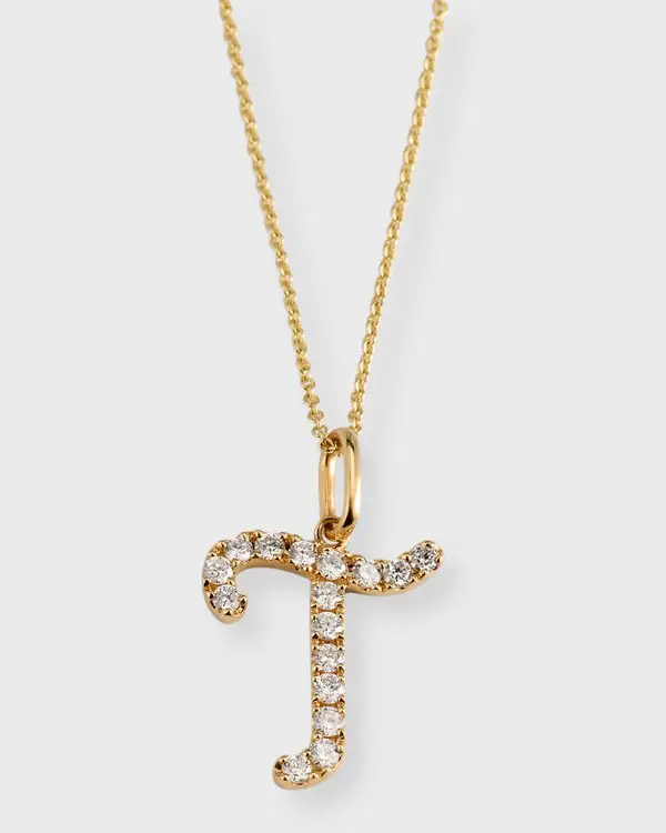 SYDNEY EVAN 14k Yellow Gold Diamond Pave Initial Necklace - T