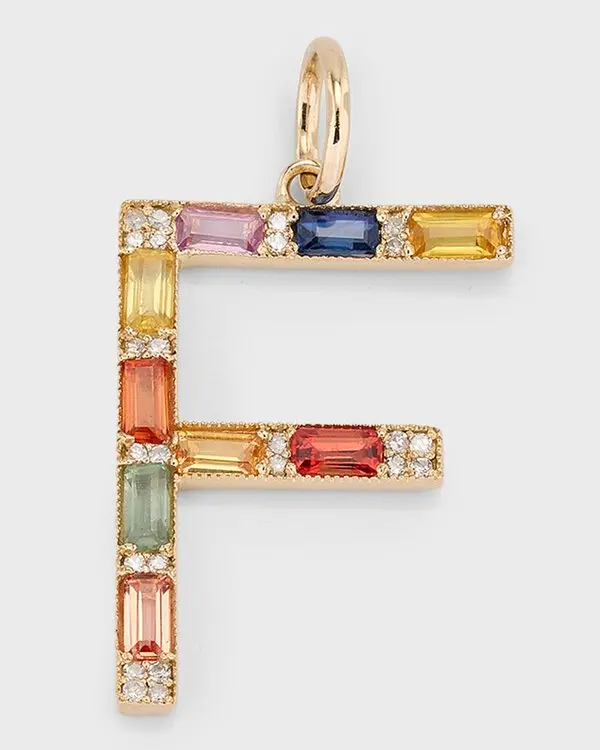 KASTEL JEWELRY Multi-sapphire And Diamond Initial F Pendant