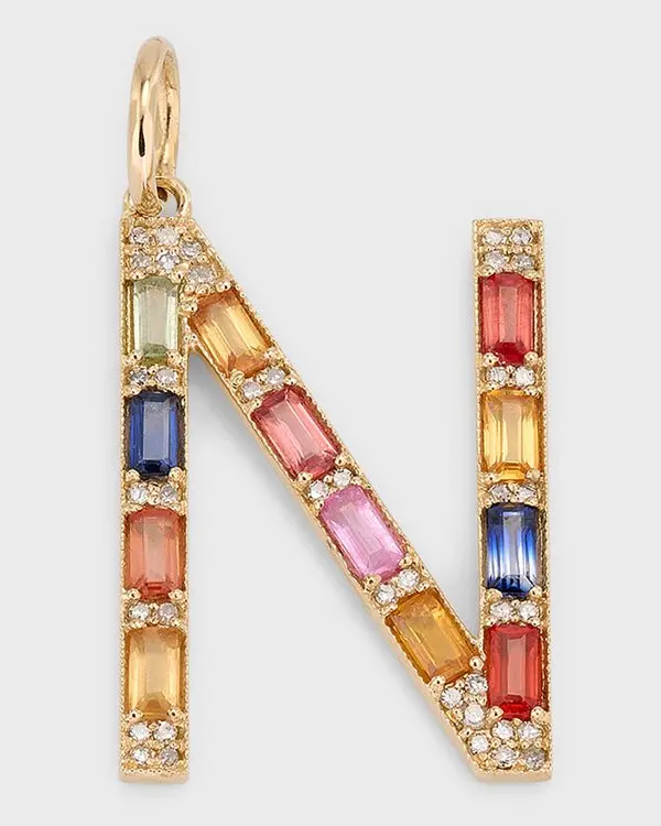 KASTEL JEWELRY Multi-sapphire And Diamond 'n' Initial Pendant