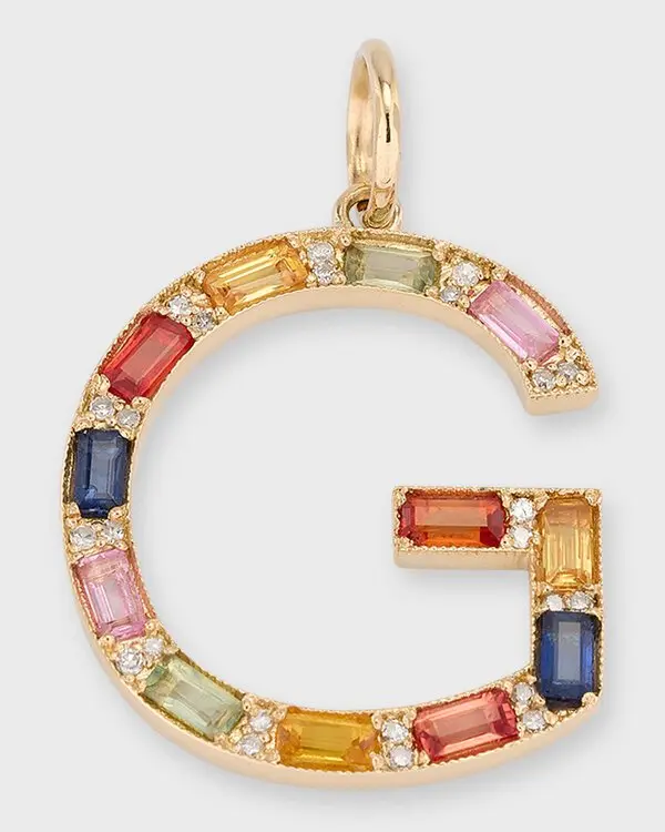 KASTEL JEWELRY Multi-sapphire And Diamond Initial Pendant
