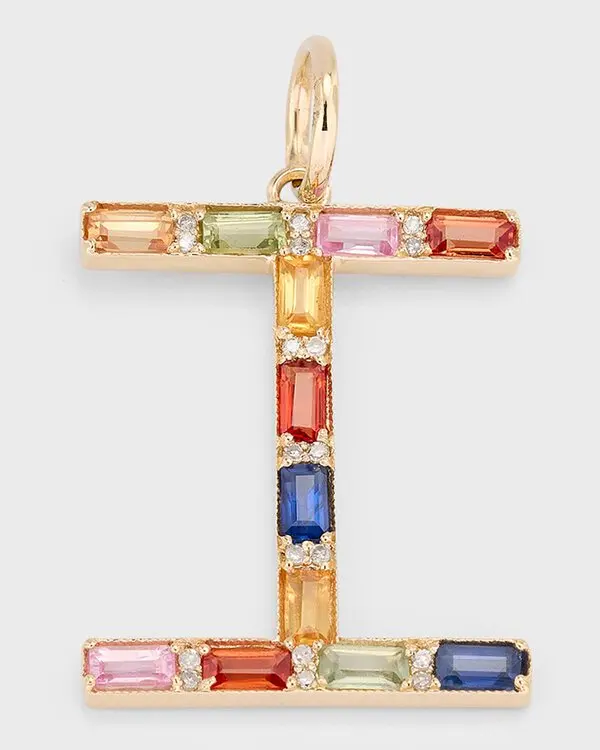 KASTEL JEWELRY Multi-sapphire And Diamond Initial I Pendant