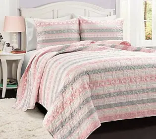 LUSH DECOR Sara Lily Reversible Quilt Set Twin-xl Lushecor