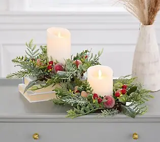 VALERIE PARR HILL Set Of 2 Beaded Fruit And Leaves Candle Rings Valerie