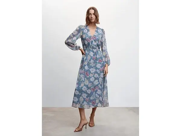 flower chiffon dress mango Yellow Sleeveless Floral Micro Ruffle Trapeze Midi Dress