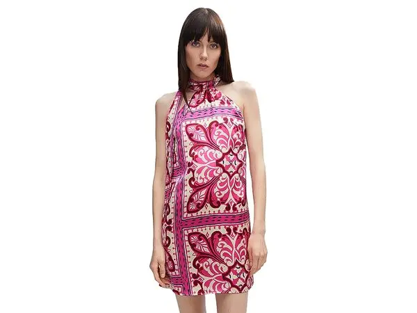 mango pink halter dress MANGO - Draped neck satin dress pastel pink
