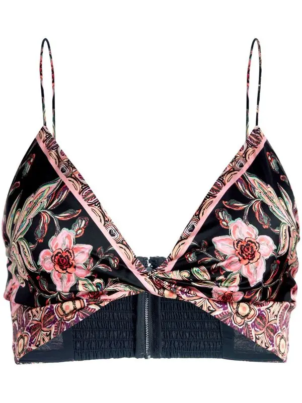 Alice + Olivia Tay Floral-print Cropped Top