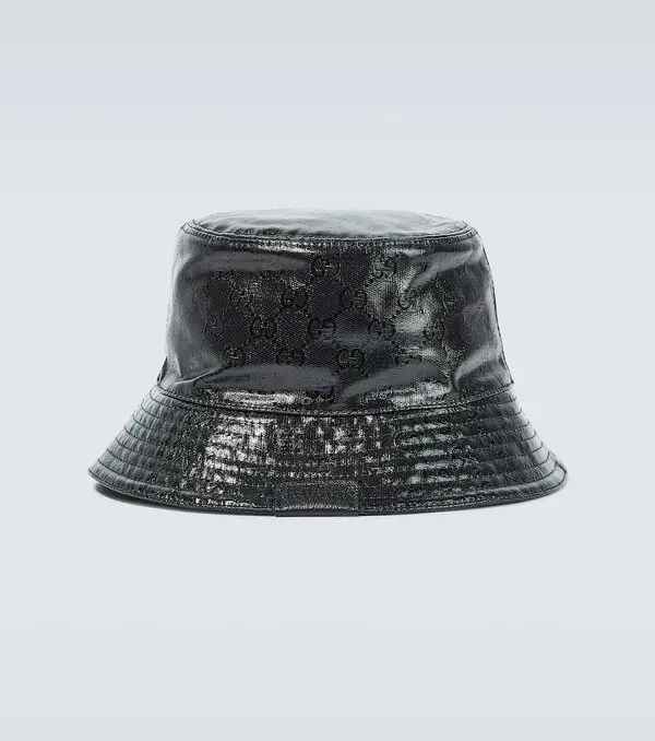 Gucci Leathertrimmed Bucket Hat Black Editorialist