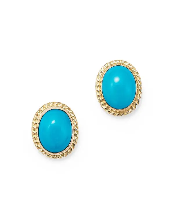 Bloomingdale'S 14k Yellow Gold Turquoise Stud Earrings