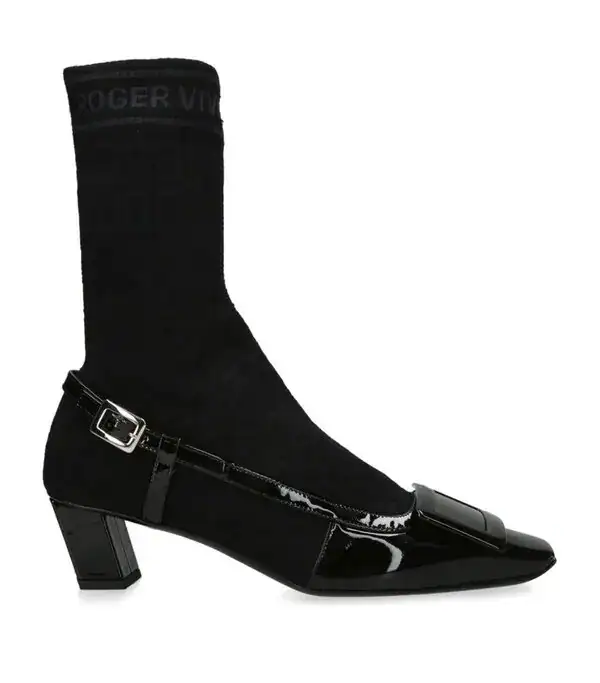 Roger Vivier Belle Vivier Sock Ankle Boots 45 In Black 30% Off