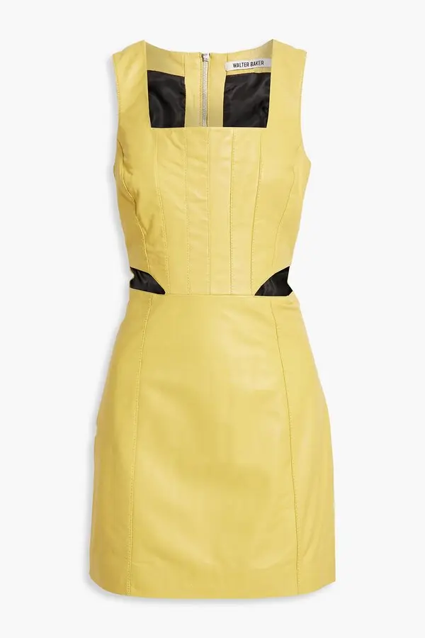Walter Baker Gemini Cutout Leather Mini Dress In Yellow - 85% Off |  Editorialist