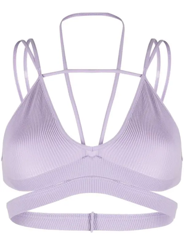 ANDREĀDAMO Cut-out Ribbed Crop Top