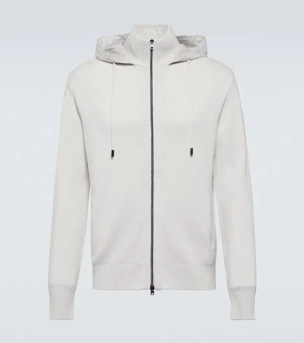 Herno Cashmere Zip-up Hooded Sweater