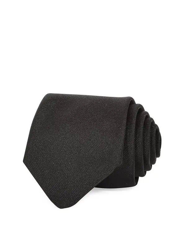 Hugo Boss Ribbed Silk Neck Tie - Black