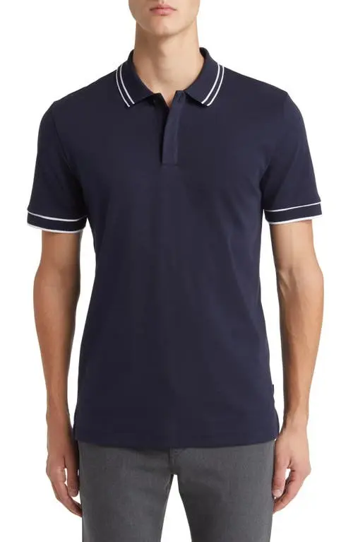 Hugo Boss Parlay Tipped Cotton Polo - Dark Blue