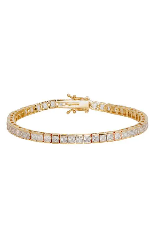 Nordstrom Square Cut Cubic Zirconia Tennis Bracelet - Clear- Gold