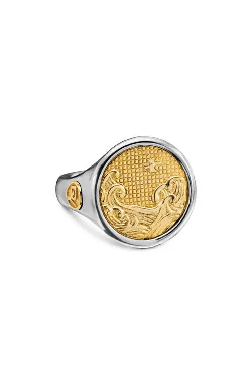David Yurman Water & Fire Duality Signet Ring - Sterling Silver W/18k Gold