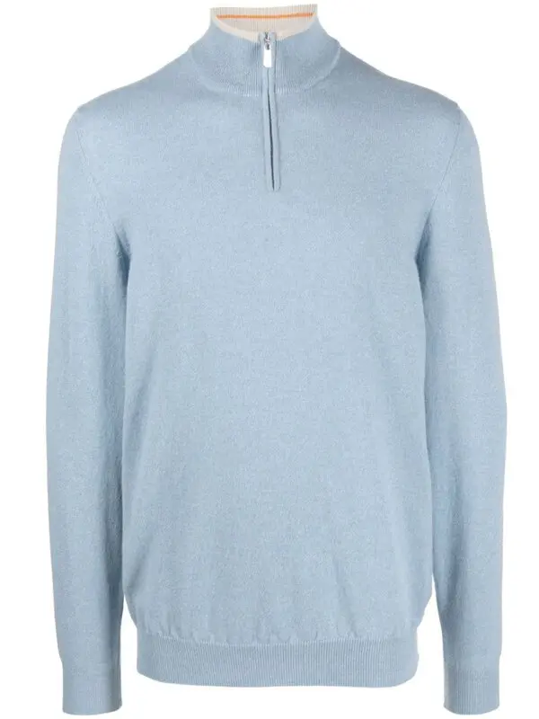 Fedeli Favonio Quarter-zip Cashmere Jumper - Blue