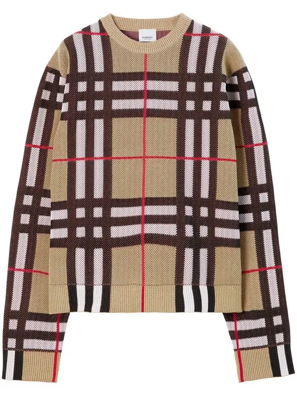 Burberry Check Technical Jumper - Neutrals