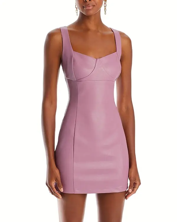 slim fit dress slacks Crystal Embellished Faux Leather Mini Dress Pink / Large main image 0