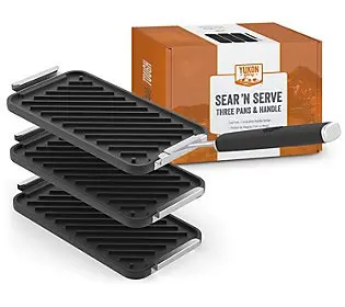 YUKON GLORY Sear 'n Serve Set Of 3 Cast Iron Gr Ll Pans