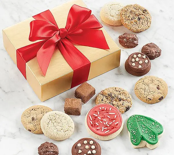 CHERYL'S Sh 11/10 Cookies Gold Holiday Box W/ Assorted Treats