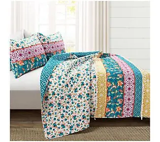 LUSH DECOR Emily Boho Stripe Rev Quilt Set F/q Lush Dec Or