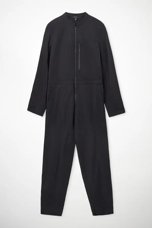 Cos Collarless Long-sleeve Jumpsuit - Blue | Editorialist