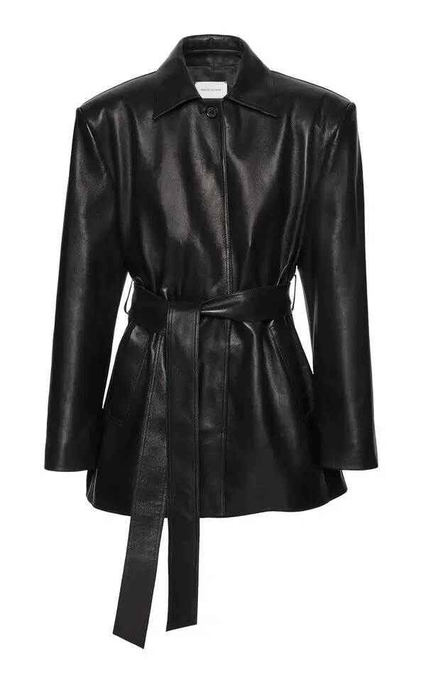 Magda Butrym Belted Leather Jacket Fr 36 Only - Black | Editorialist