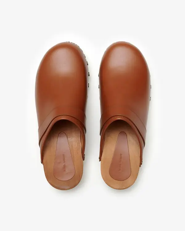 Isabel Marant Thalie Leather Clogs In Brown - 40% Off | Editorialist