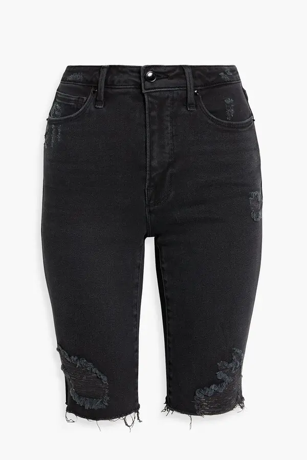 Good American Distressed Bermuda Denim Shorts
