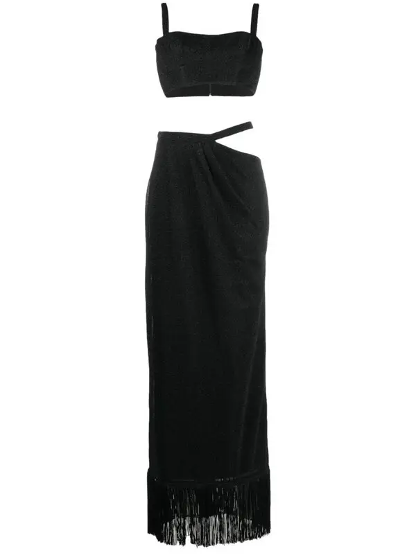 RAYANE BACHA Cut-out Metallic Maxi Dress Set