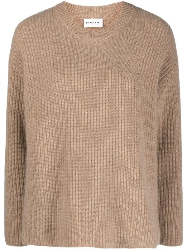 P.a.r.o.s.h Ribbed-knit Cashmere Sweatshirt - Brown