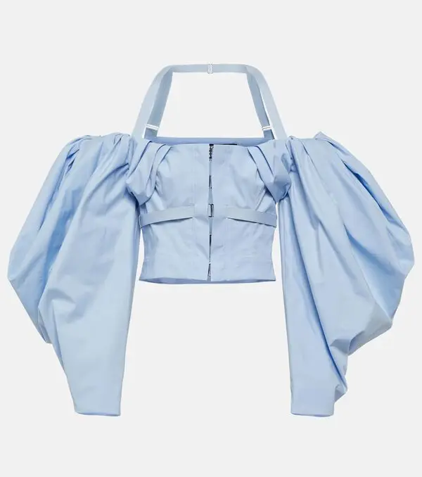 Jacquemus Le Haut Taffetas Off-shoulder Top - Blue