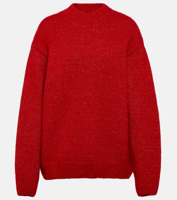 Jacquemus La Maille Pavane Logo Alpaca-Blend Sweater In Red - 30 