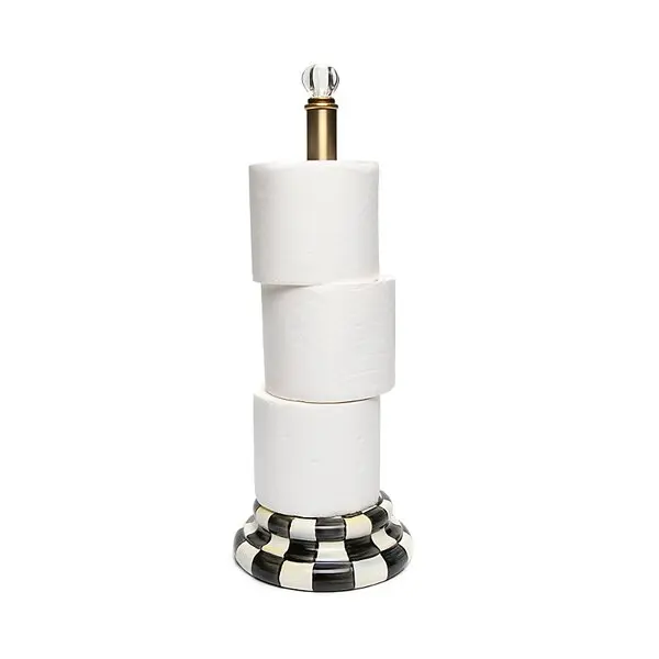 MACKENZIE-CHILDS Courtly Check Enamel Toilet Tissue Holder