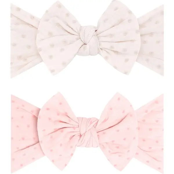 BABY BLING Assorted 2-pack Fab-bow-lous® Headbands - Oatmeal Dot Pink And Pk Dot
