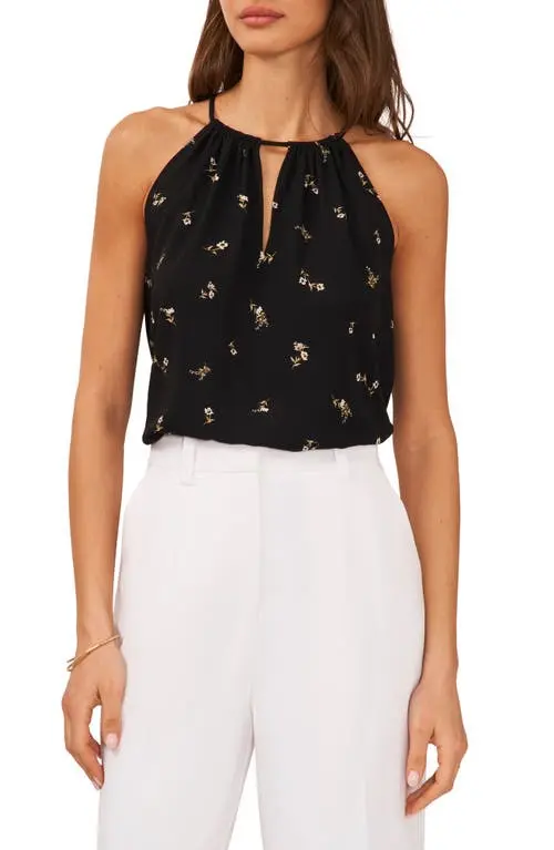 Halogen Floral Keyhole Sleeveless Blouse