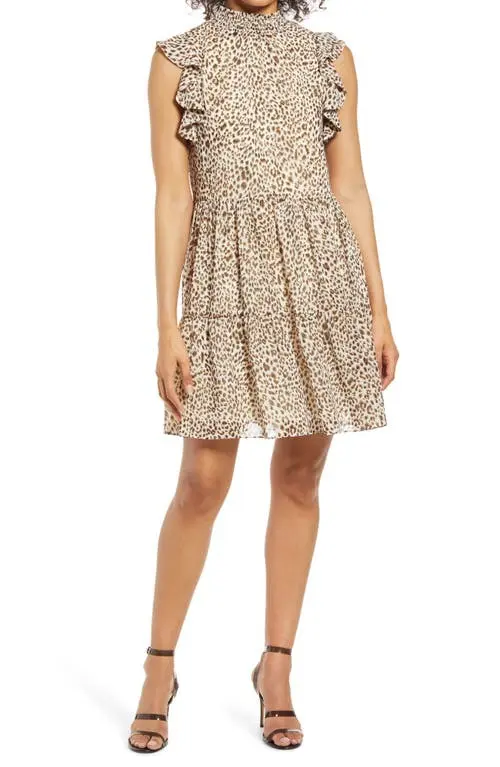 Sam Edelman Animal Print Flutter Sleeve Dress