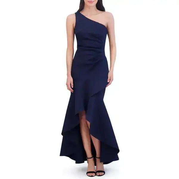 open lace back dress Eliza J Ruffle Front Gown – MOTHER OF