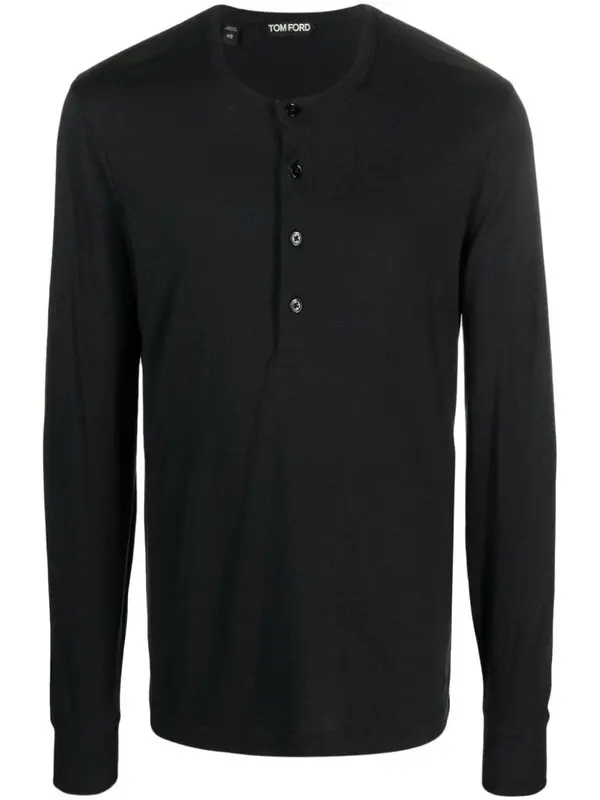 TOM FORD Long-sleeve Henley T-shirt - Black