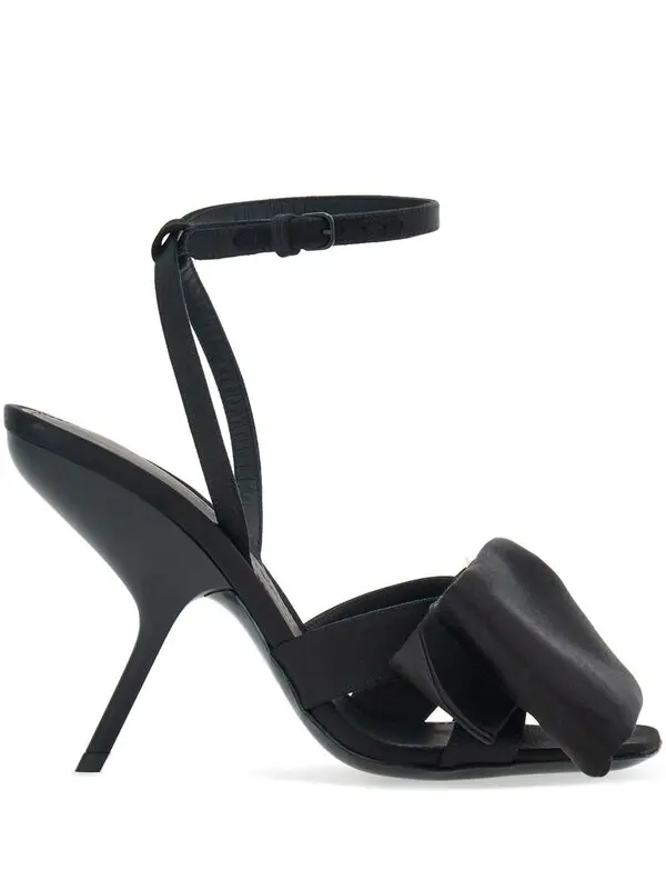 FERRAGAMO Asymmetric-bow Satin Sandals - Black