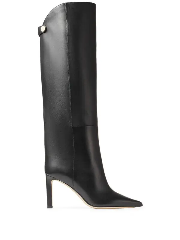 JIMMY CHOO Alizze 85mm Leather Knee-high Boots - Black