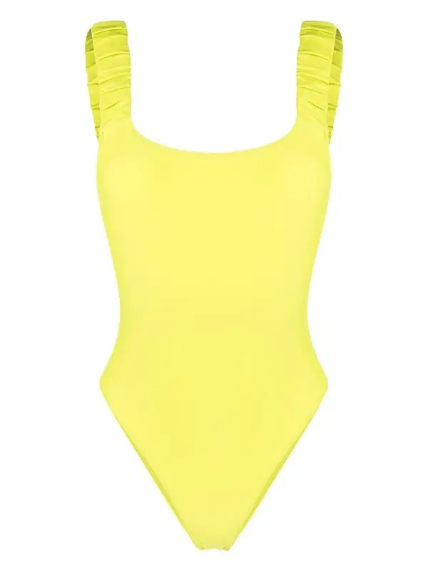 Sunnei Logo-print Ruched Swimsuit - Green
