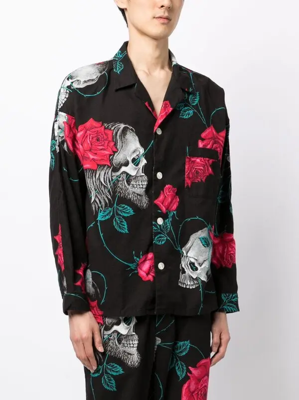 Yohji Yamamoto Wildside Skull-print Cotton Shirt
