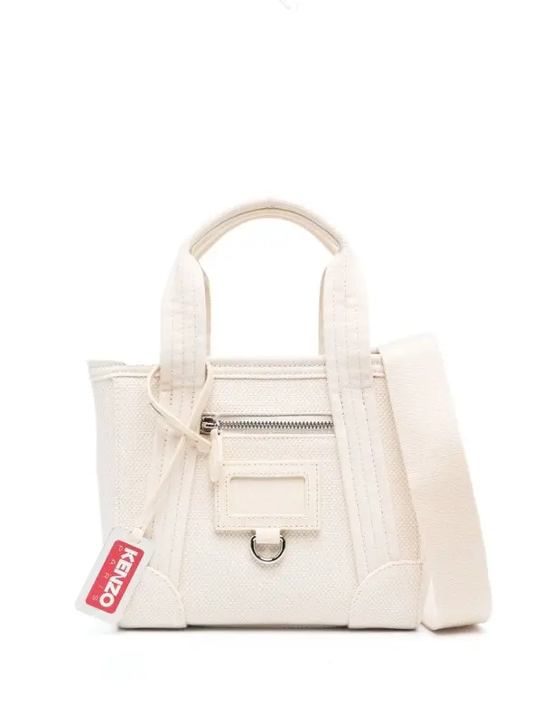 Kenzo Mini Paris Canvas Tote Bag In White - 20% Off